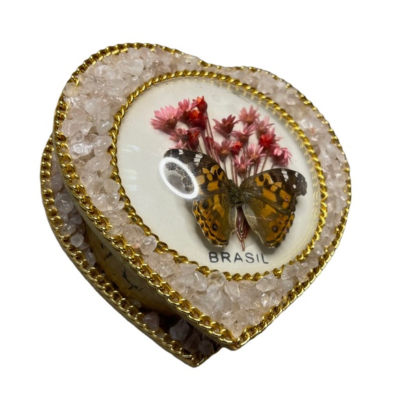 Vintage | Accents | Vintage Brazil Preserved Butterfly Floral Crystal ...